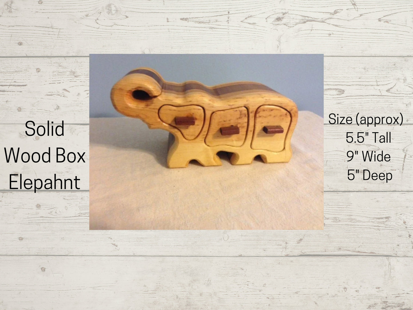 Solid Wood Box w/Drawers - Elephant, Jewelry Box, Handcrafted, Custom ...